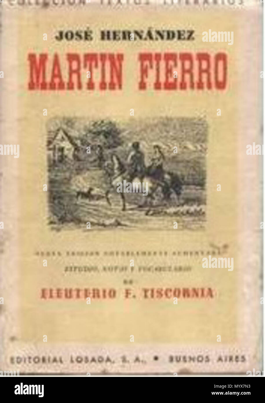 . English: Cover of Martín Fierro, published by Editorial Losada of ...