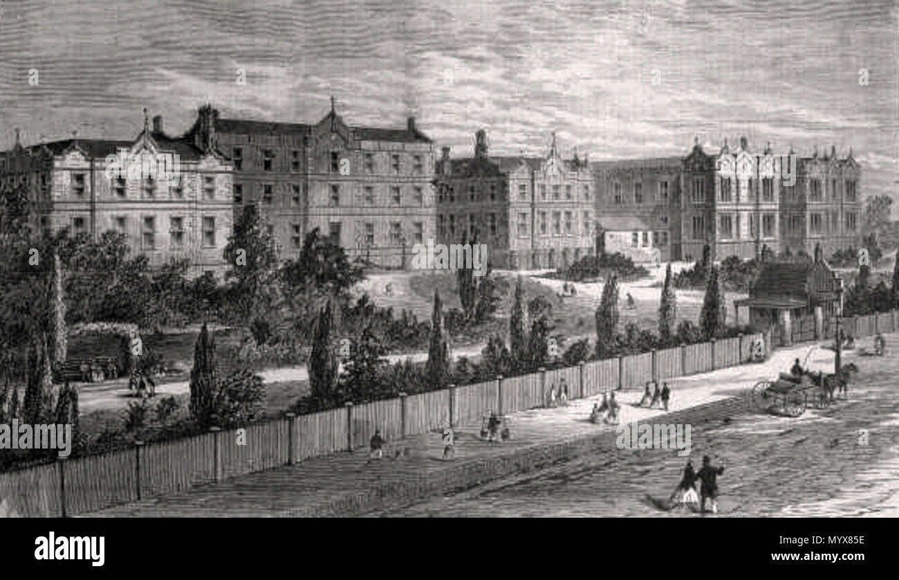 . English: The Melbourne Hospital, wood engraving . 1868. Samuel ...