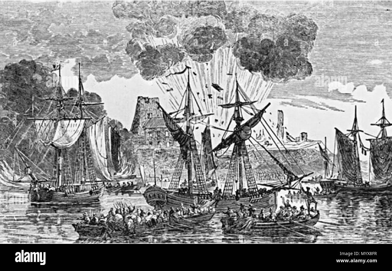 . English: The capture of French Fort Frontenac by the British in 1758 ...