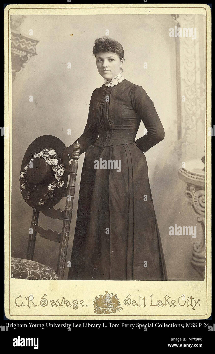 Call #: Mss P24 Box 2 Folder 11 . Portrait of young woman by chair with ...