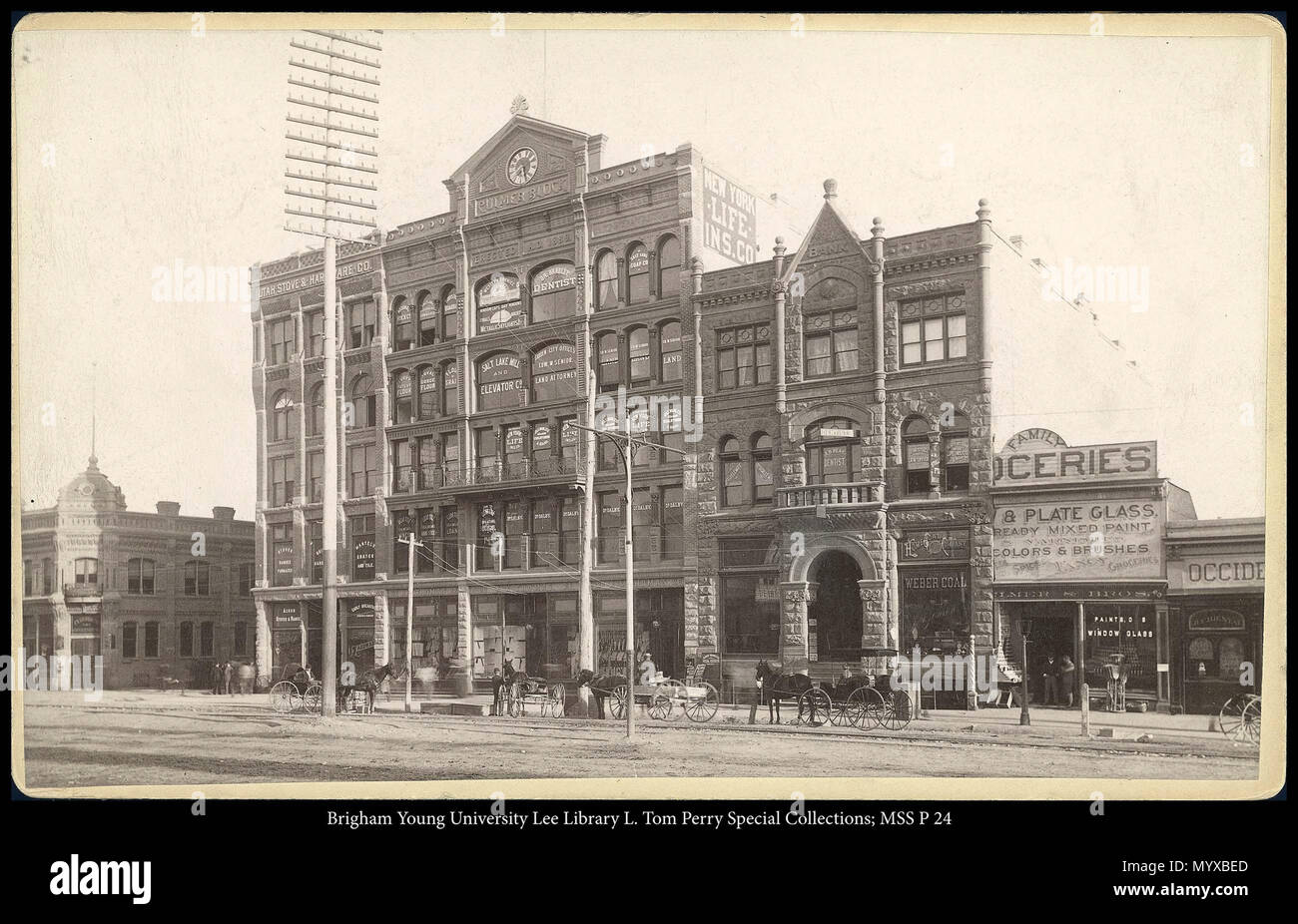Call #: Mss P24 Box 4 Folder 1 . Utah town business building. between ...