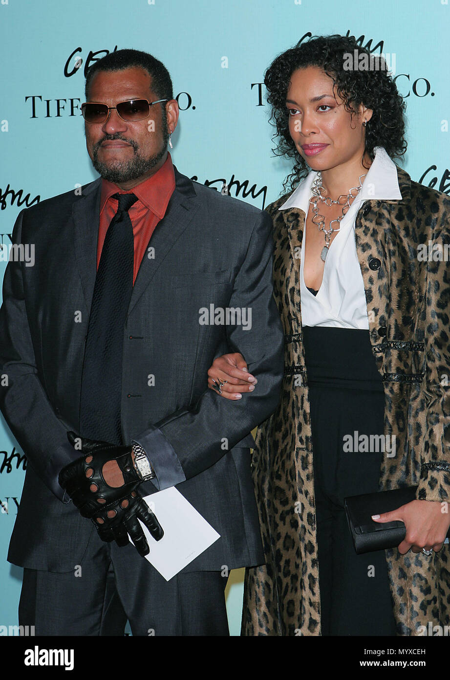 Lawrence Fishburn and wife arriving at Launch of Frank Gehry's Premier ...