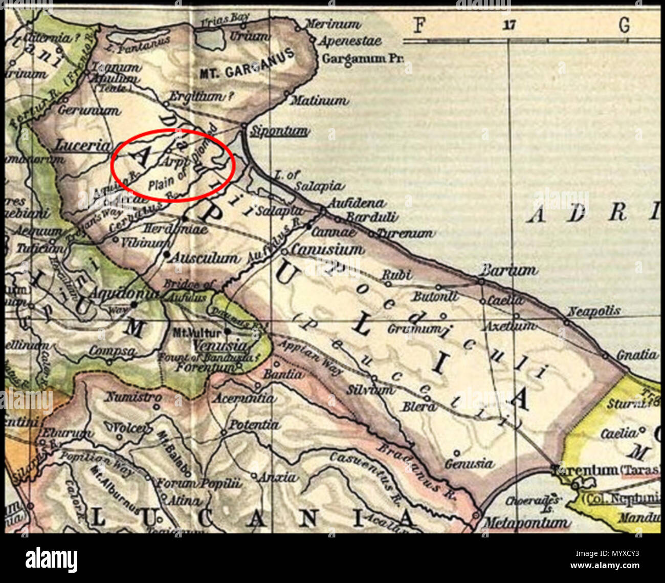 . English: Map of Apulia, cropped from old public domain map of Italy ...