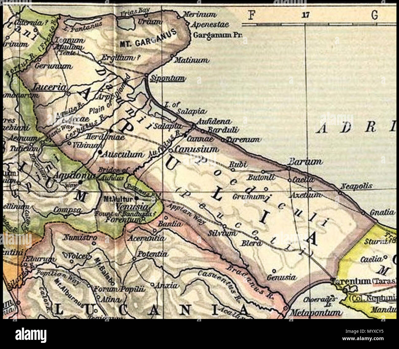 . English: Map of Apulia, cropped from old public domain map of Italy ...