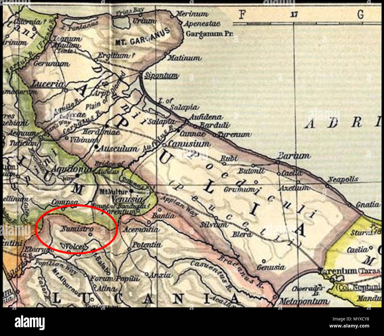 . English: Map of Apulia, cropped from old public domain map of Italy ...