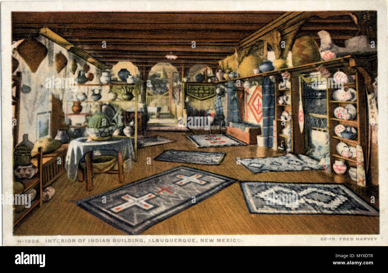 Interior of Indian Building, Albuquerque, New Mexico. Fred Harvey ...