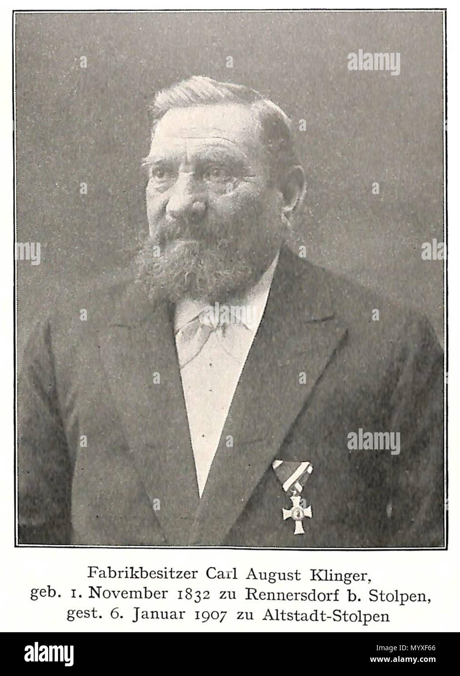 . Deutsch: Portait des Carl August Klinger aus Altstadt-Stolpen. . 1913 ...