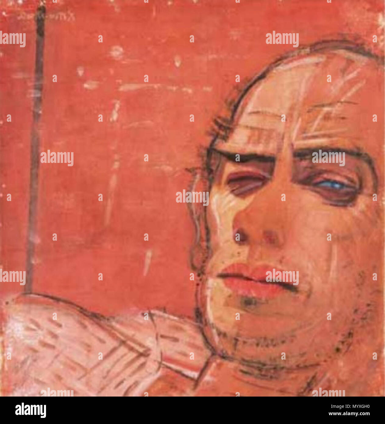 . Self-portrait (Squinting) . 1930 26 Derkovits Self-portrait 1930 Stock Photo - Alamy