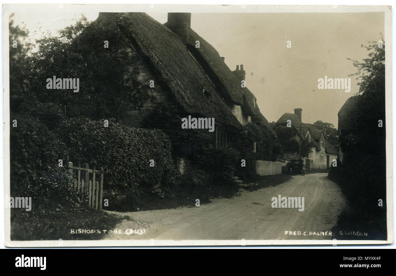 . Postcard photo of Bishopstone, Swindon, England. The unclear postmark ...