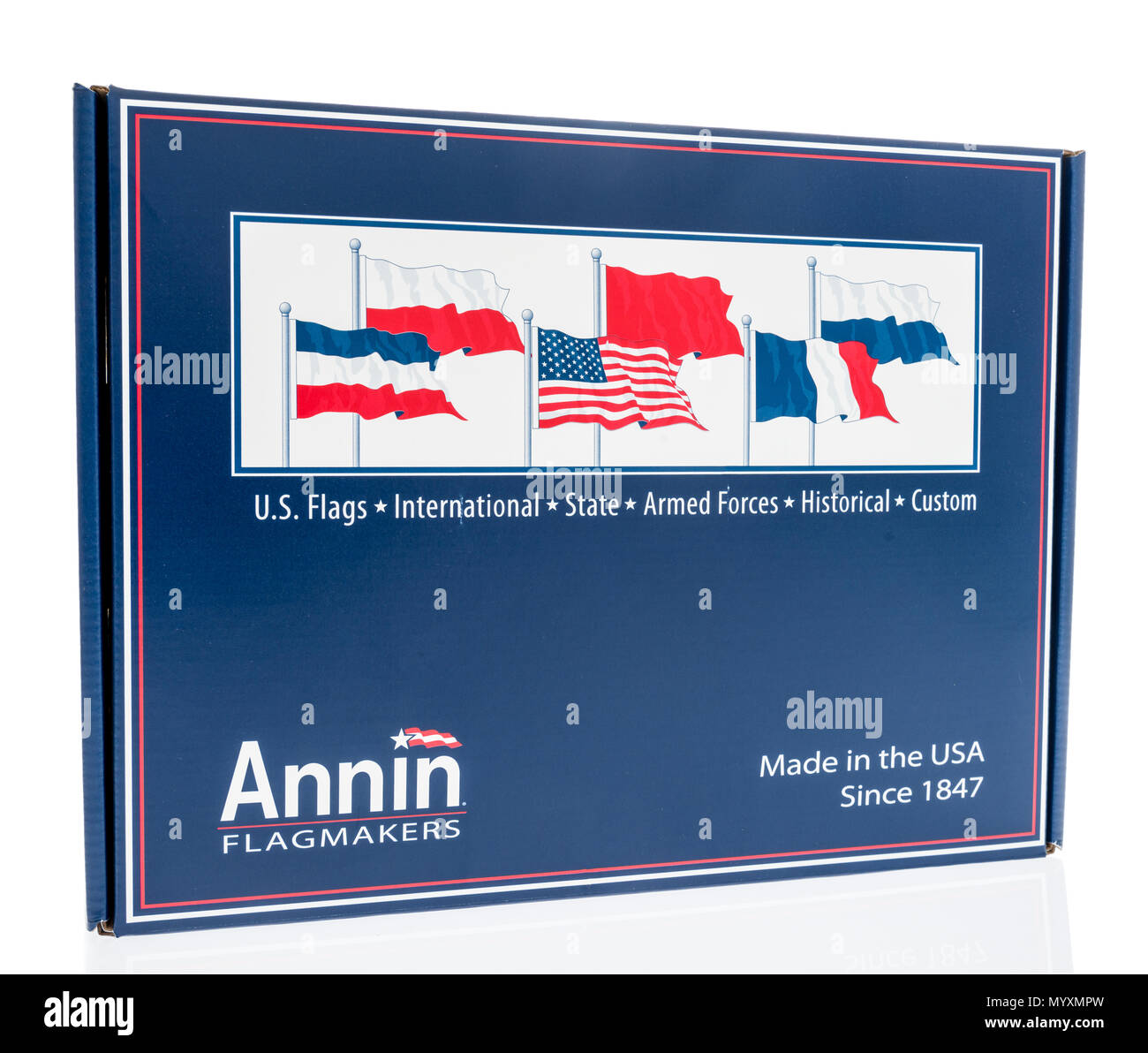 Winneconne - 1 June 2018: A box of Annin Flagmakers on an isolated ...