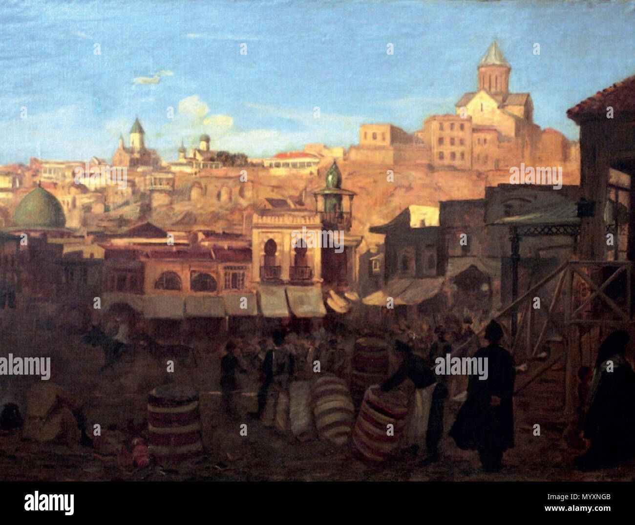 . English: The Meidan Square in Tbilisi. Oil on canvas. 1937. 70×95 ...