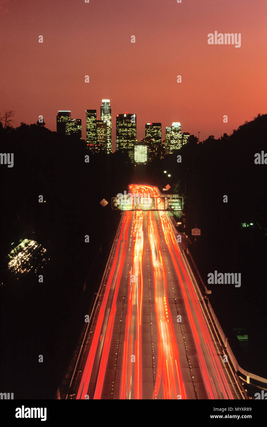 1992 HISTORICAL ROUTE 110 DOWNTOWN SKYLINE LOS ANGELES CALIFORNIA USA ...