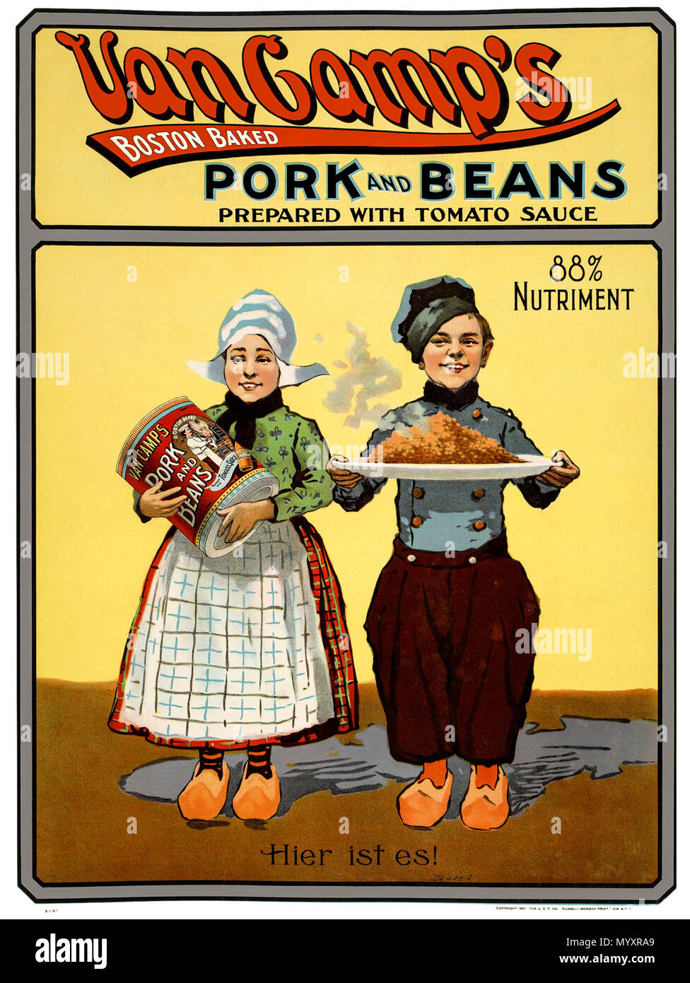 Pork And Beans Hans And Lena ad 1901 Stock Photo - Alamy