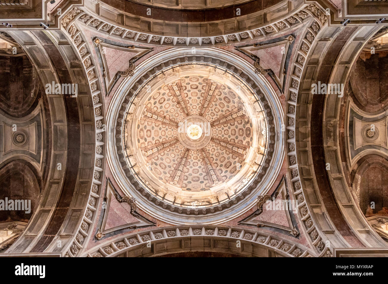 Mafra, Portugal - April 24, 2018: Ceiling of the church at Mafra's ...