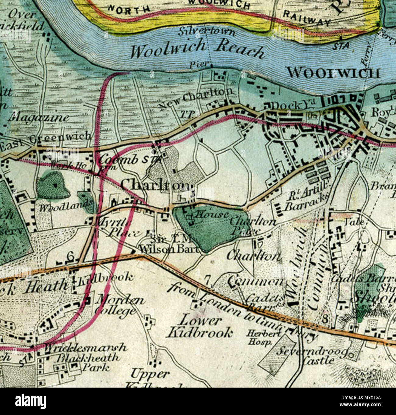 . English: The area of Charlton from James Wyld's A New Topographical ...