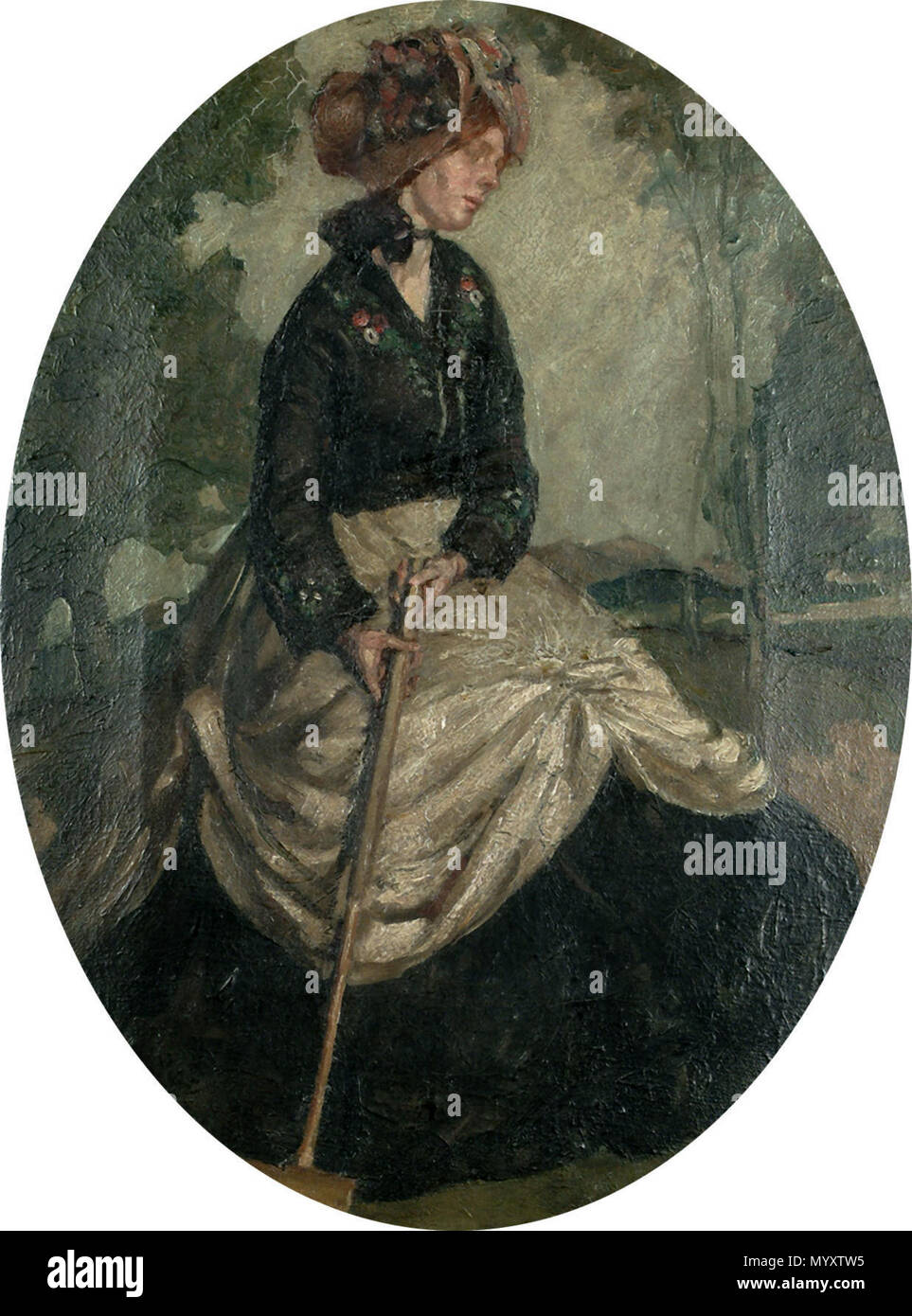 . English: Lady playing croquet. Oil on canvas. 57 x 43 cm . by 1929 ...