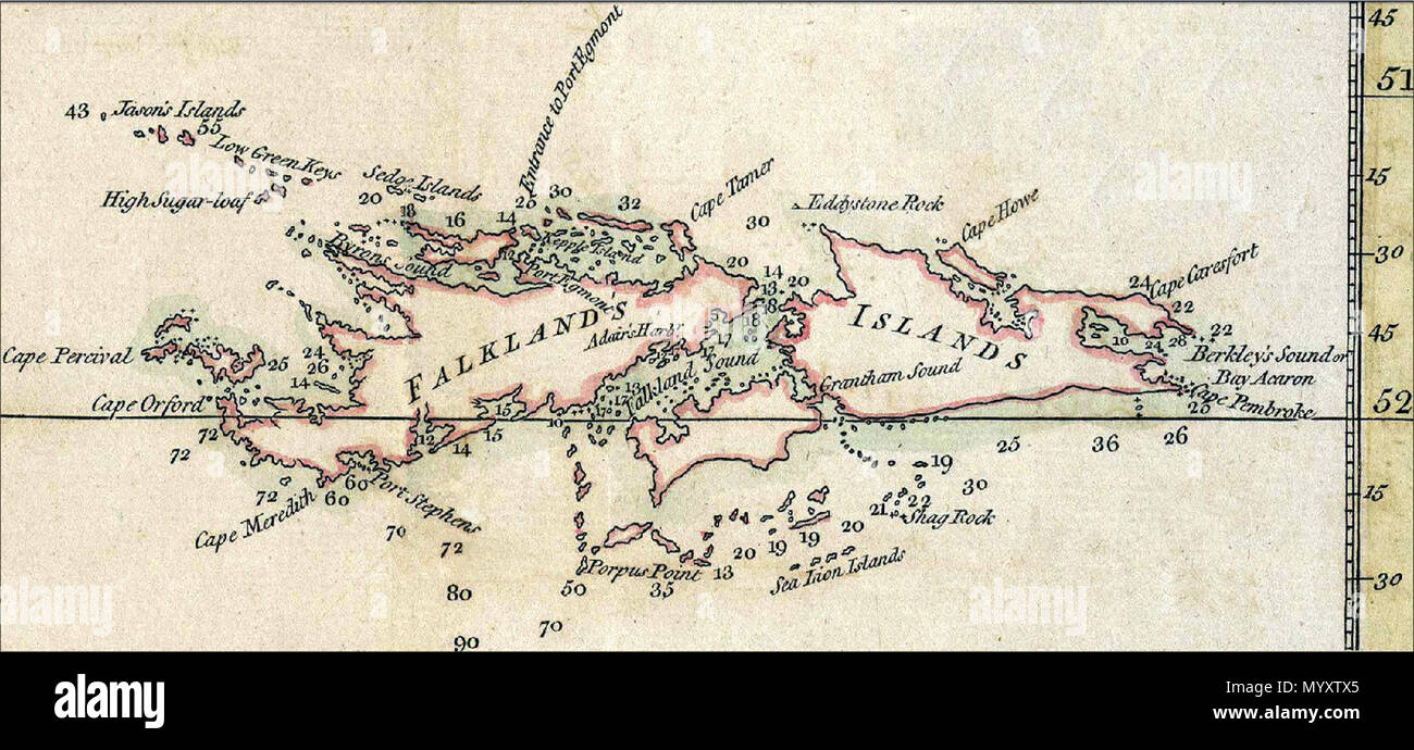 . English: 1777 chart of the Falkland Islands by James Cook. 23 Cook ...