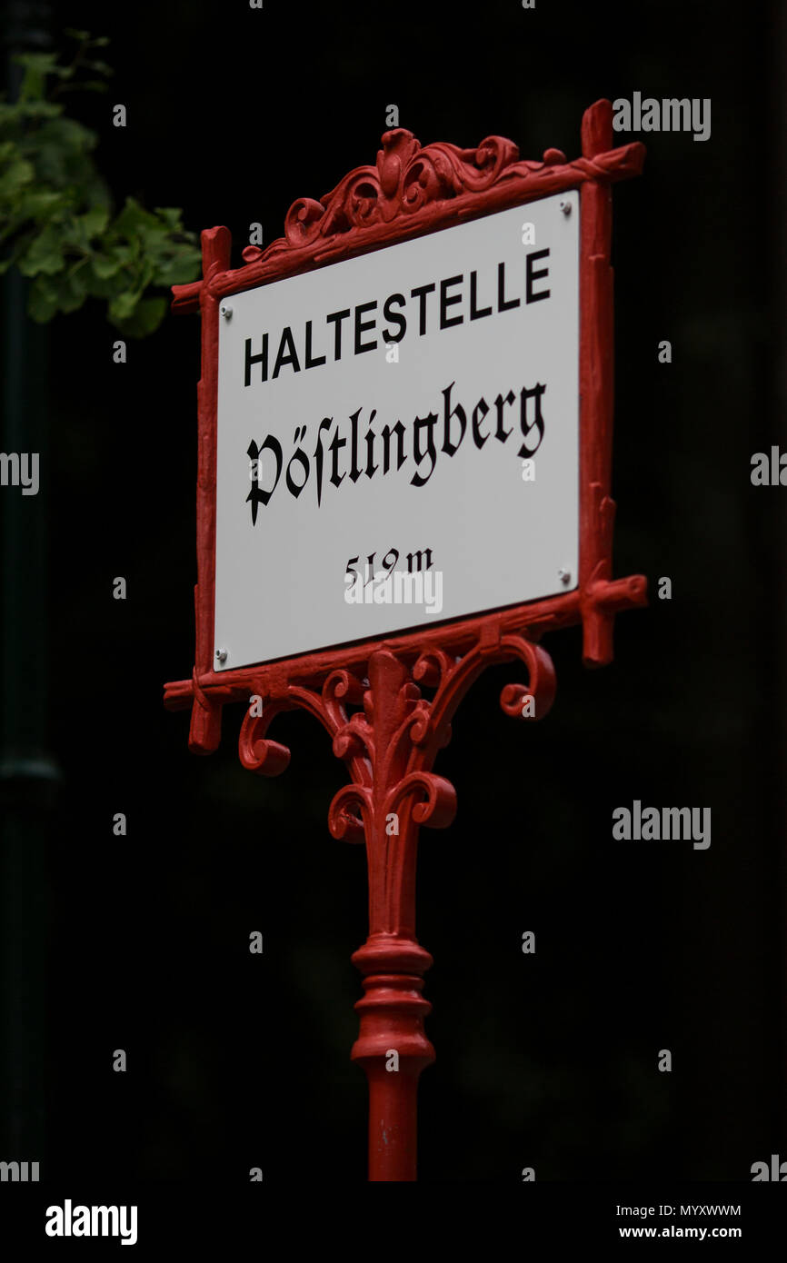 Austria train station sign hi-res stock photography and images - Alamy