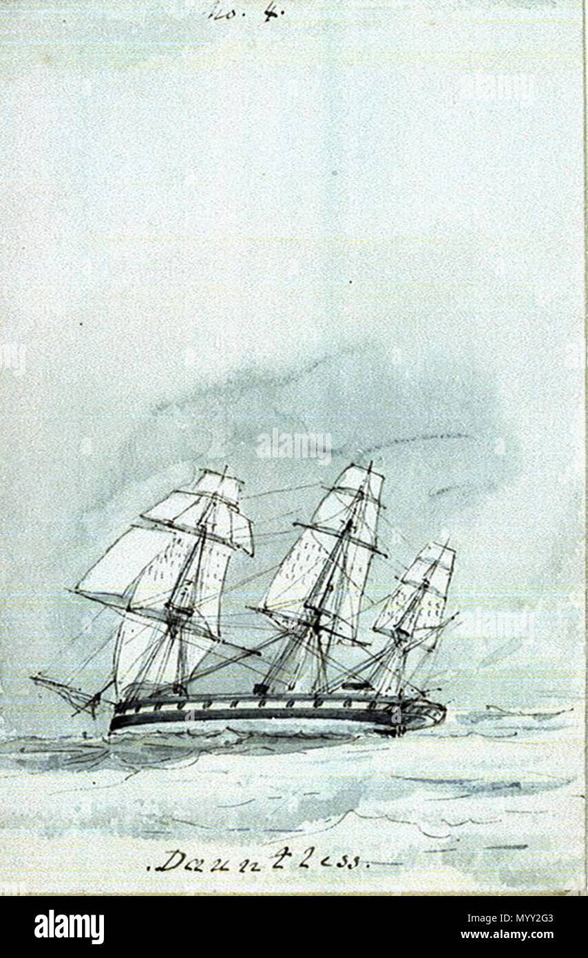 . English: HMS Dauntless in a following wind, Nov 17 1850, by Captain ...