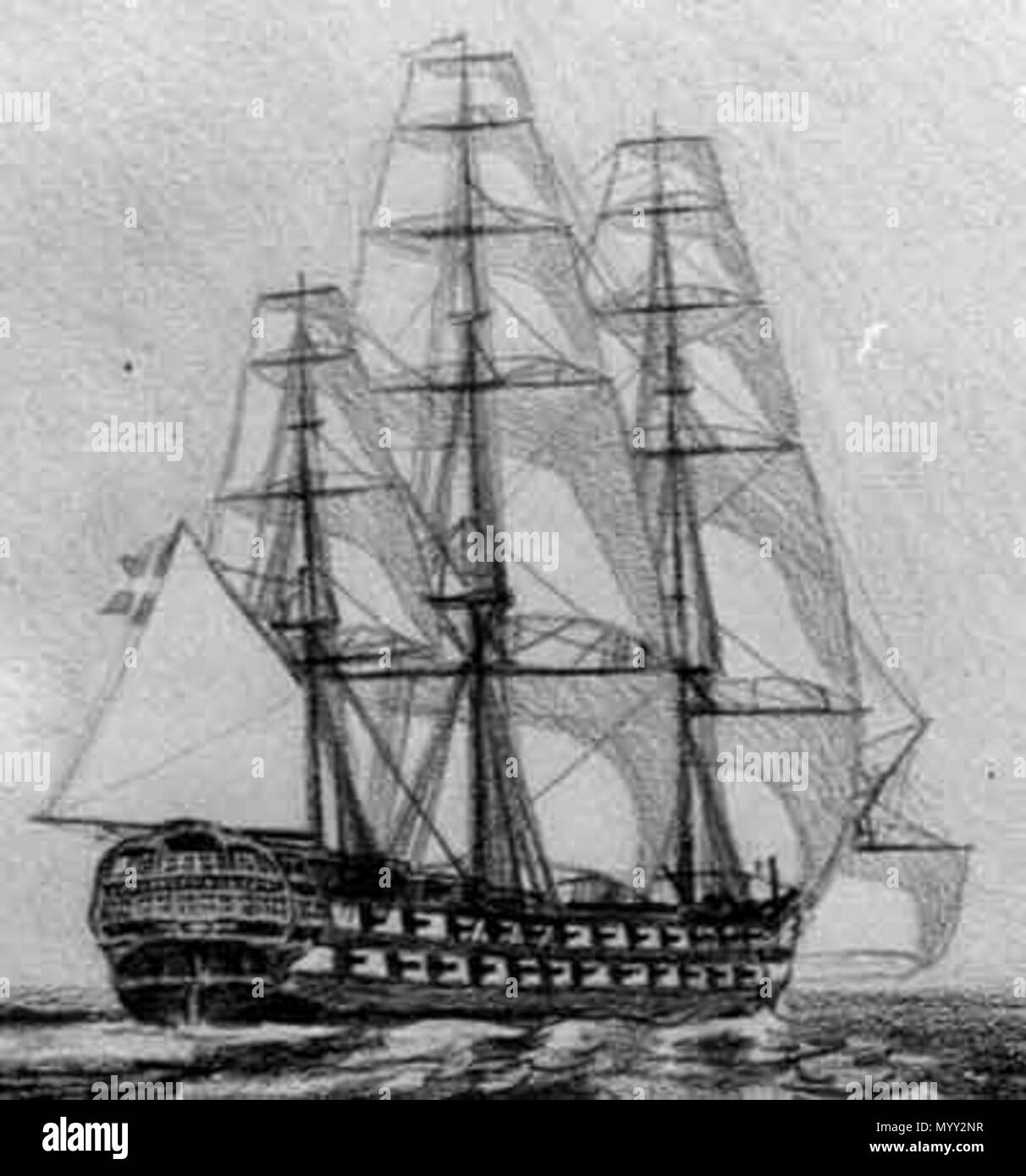 . English: The Danish ship-of-the-line Holsteen . Contemporary (1772 ...