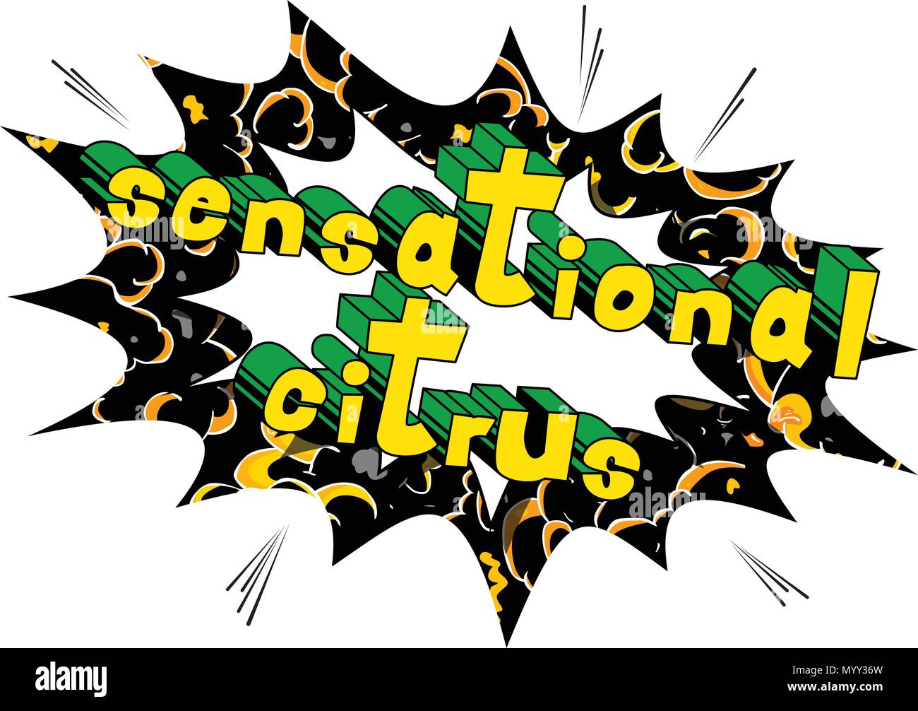 Sensational Citrus - Comic book style word on abstract background Stock ...