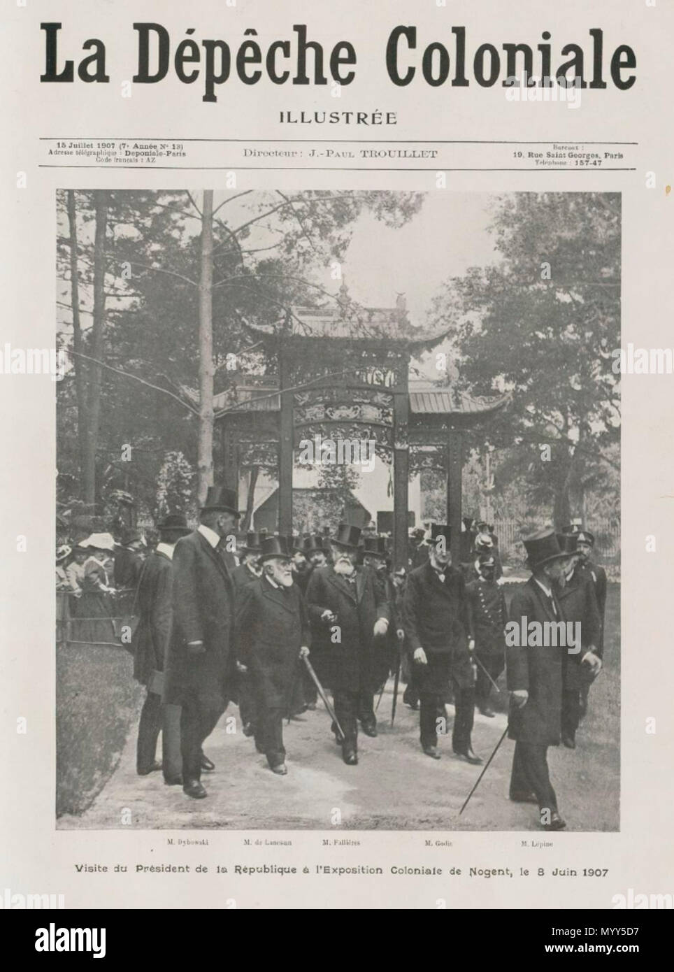 . English: La Dépêche coloniale, cover, with French President Armand ...