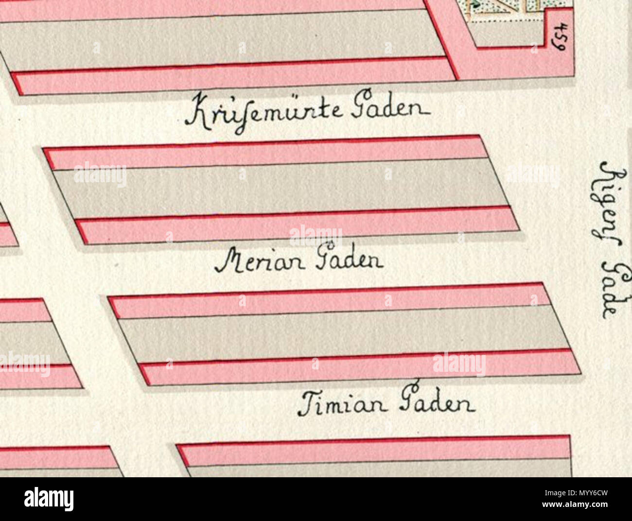 . English: Detail from Christian Gedde's district map showing the ...
