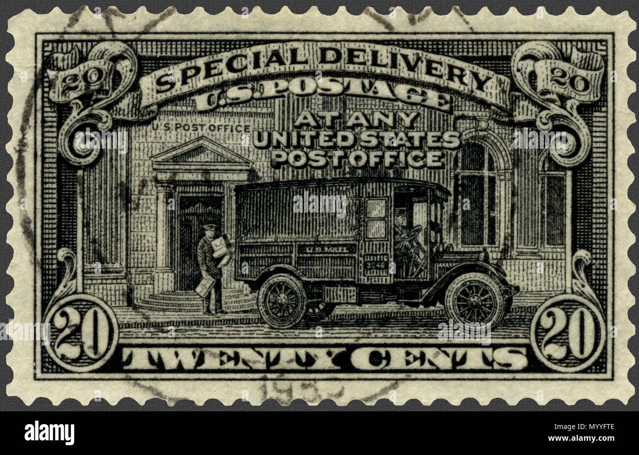 Special Delivery by old truck postage stamp Stock Photo - Alamy