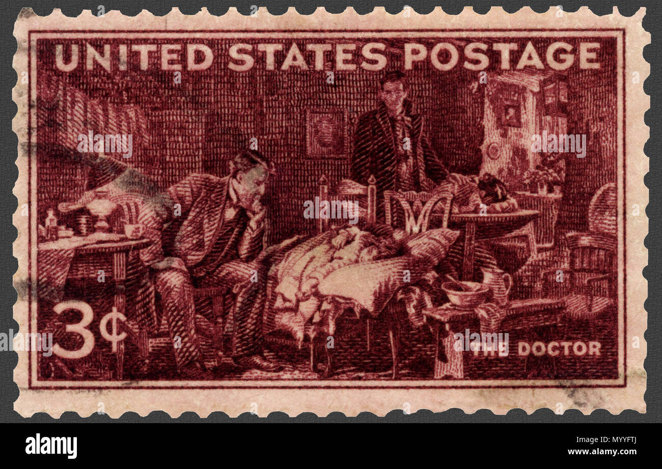 Caring, Worried Physician (The Doctor) Postage Stamp Stock Photo - Alamy