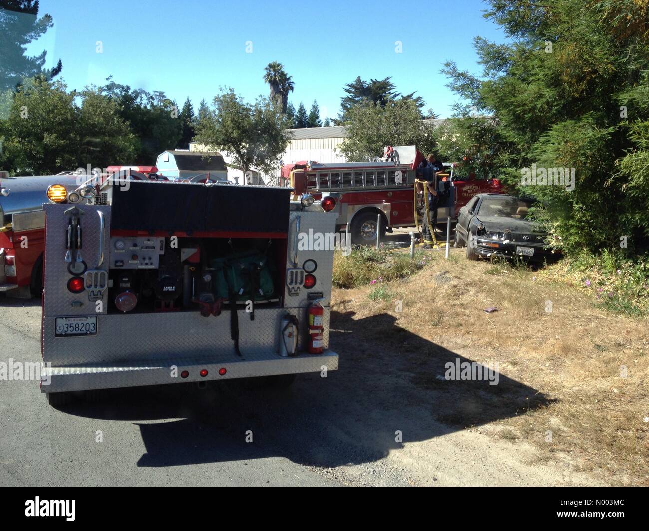 Graton, California, USA. 14th July, 2015. A structure fire in Graton ...