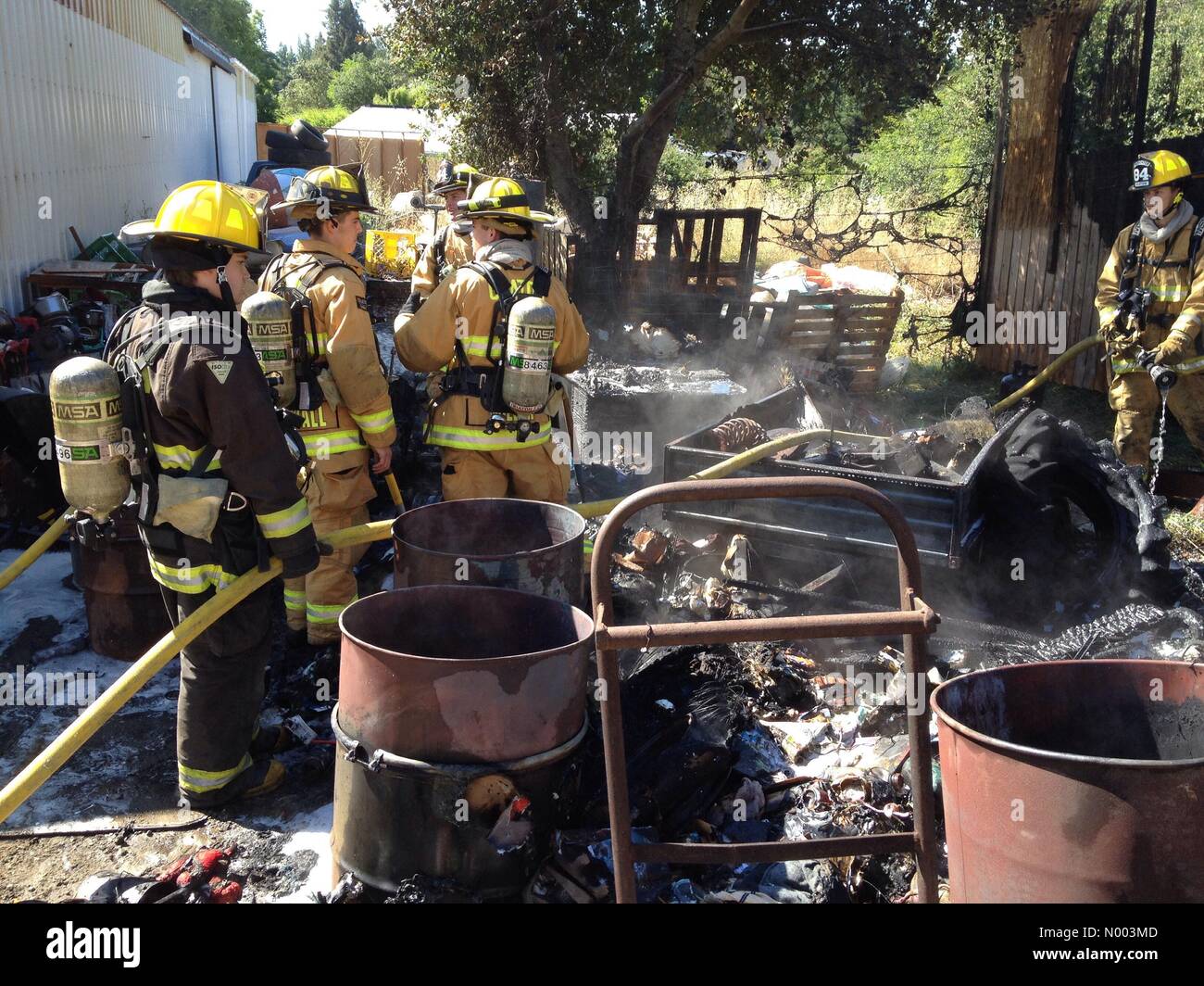 Graton, California, USA. 14th July, 2015. A structure fire in Graton ...