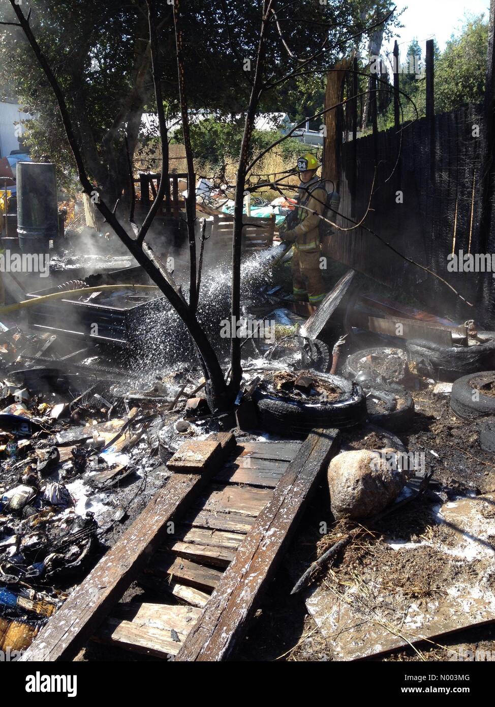 Graton, California, USA. 14th July, 2015. A structure fire in Graton ...