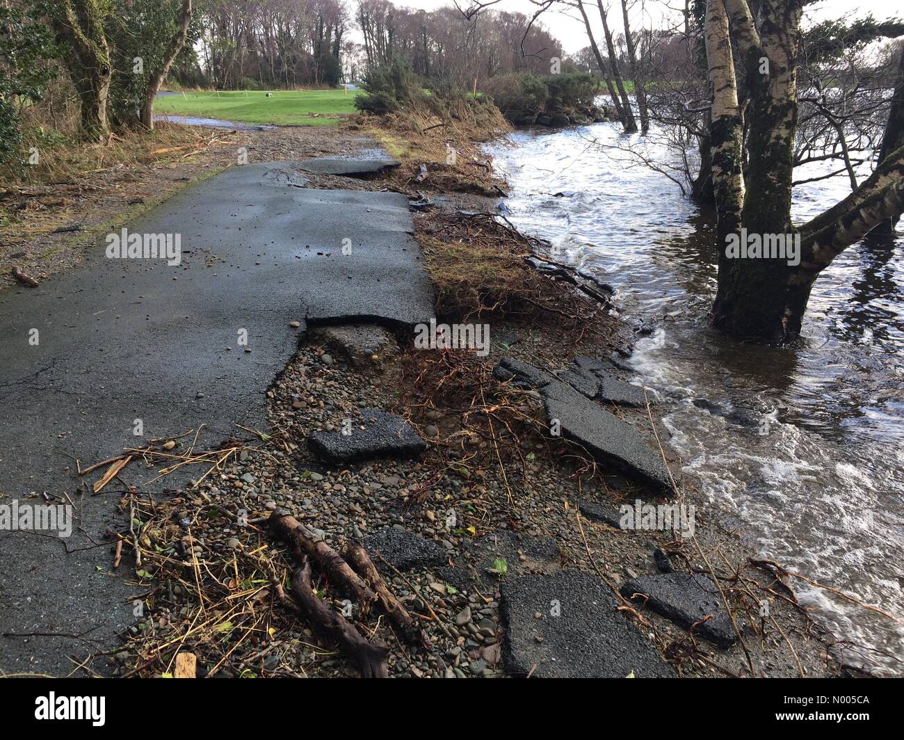 Damaged golf course pathway alley in Killarney golf and fishing club ...