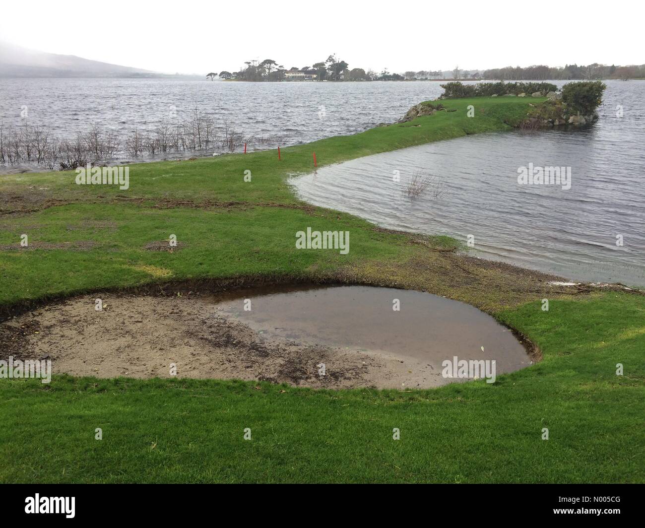 Flooded golf and fishing club in Fossa, Killarney, Ireland due to heavy ...