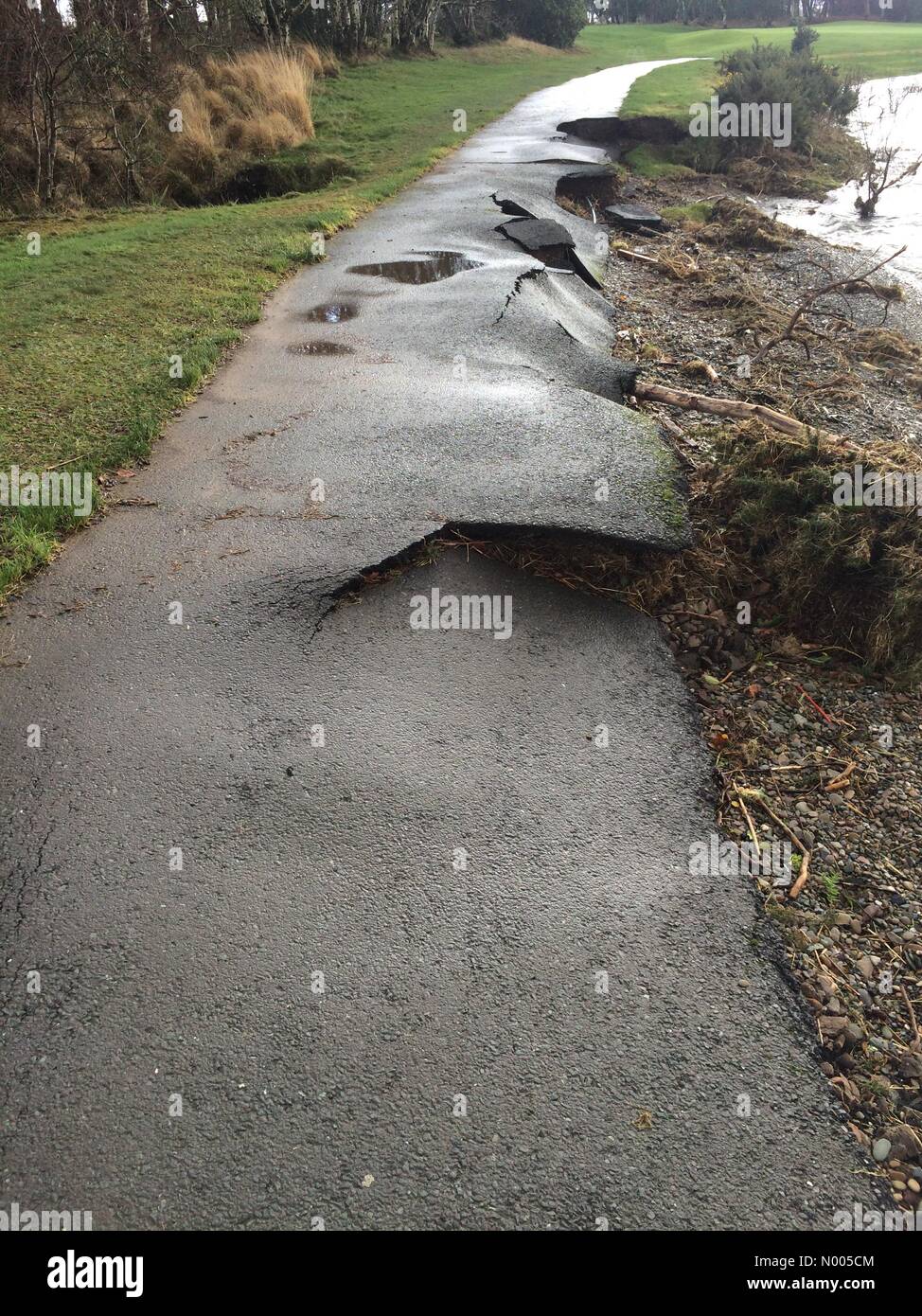 Damaged alley asphalt pathway in Killarney golf and fishing club due to ...