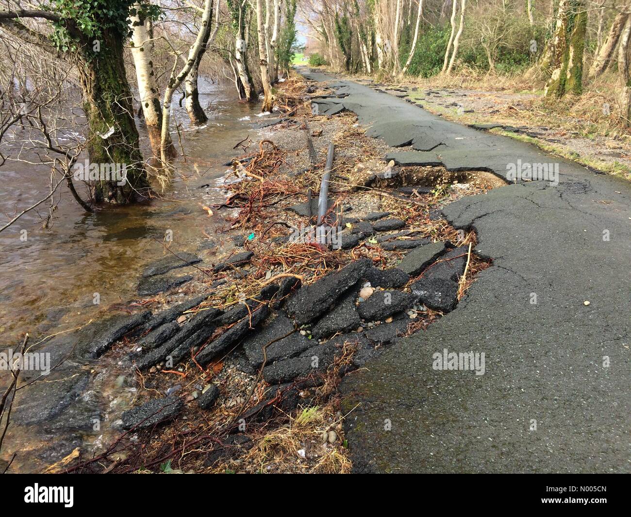 Killarney,Ireland,24th Dec 2015. Damaged asphalt pathway in Killarney ...