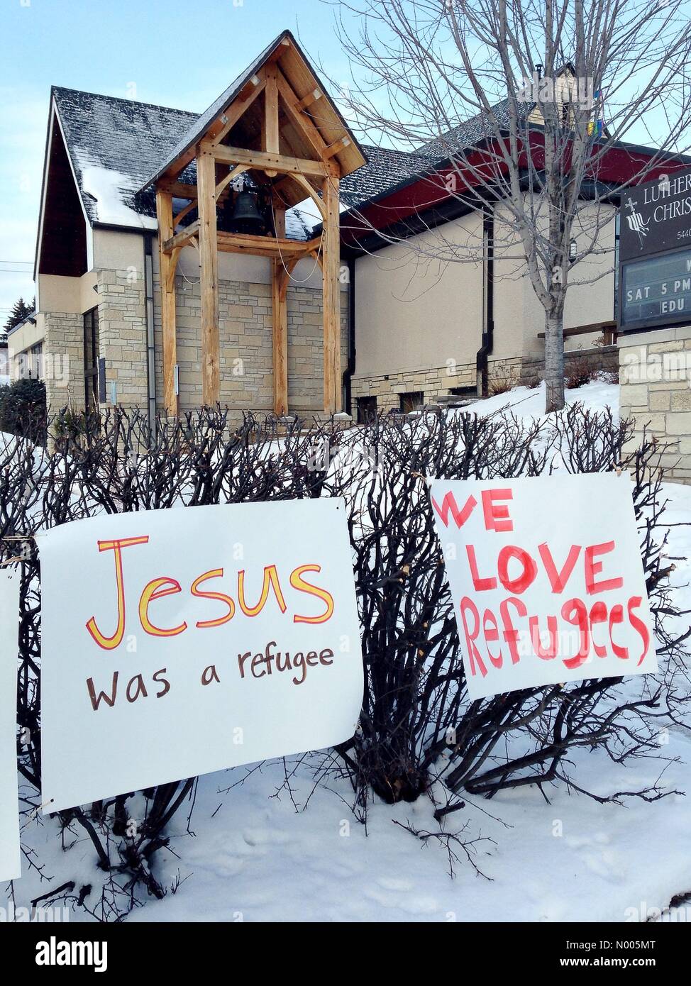 Minneapolis, Minnesota, USA. 13th Jan, 2016. Signs outside a church in ...