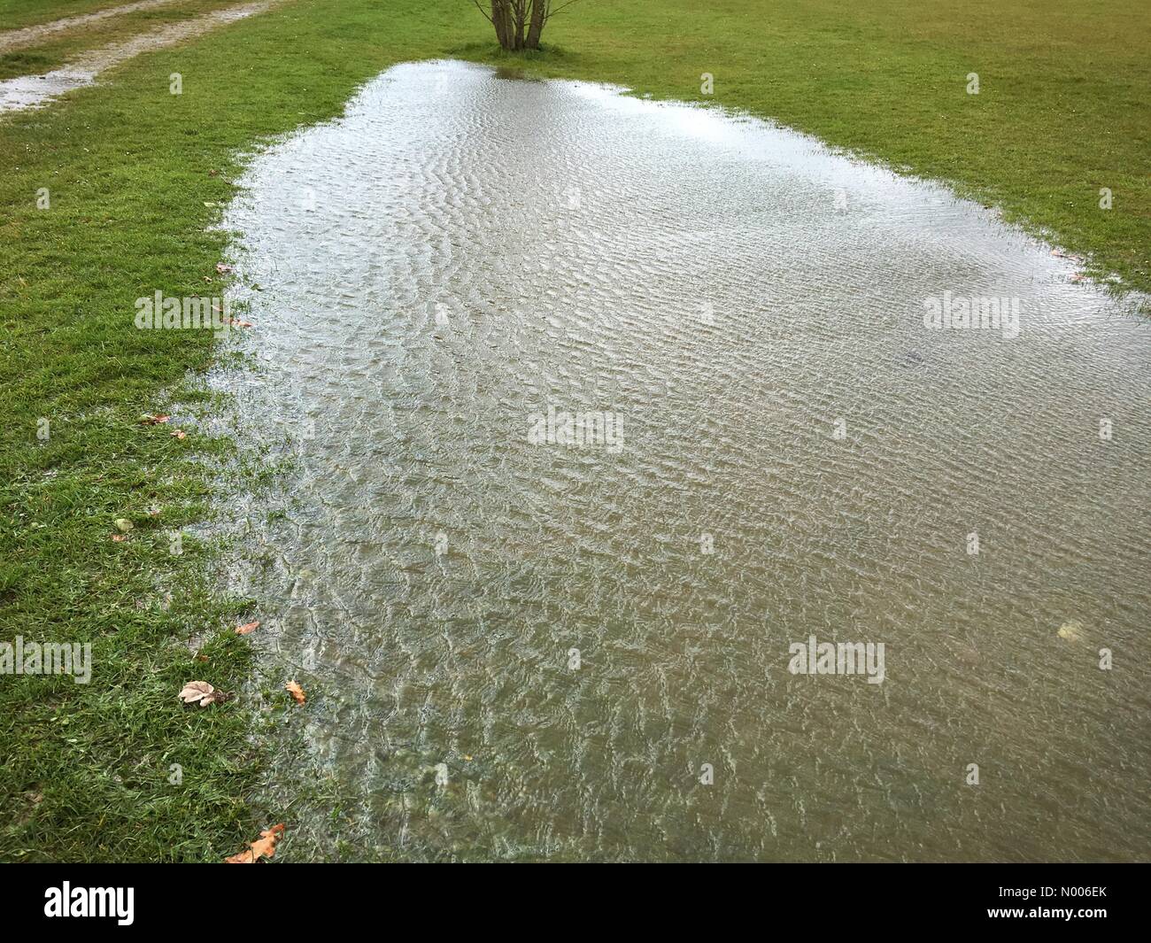 Flooded fields on high ground in Eastern England after Storm Katie ...
