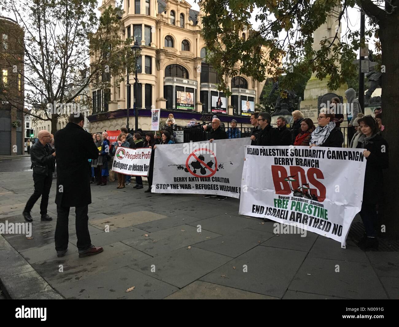 The Diamond, Derry, Northern Ireland. 19 October 2016. Anti-War ...