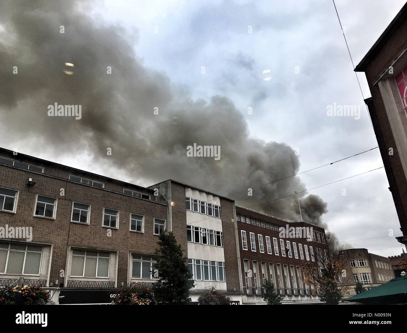 Fire spreads in Exeter Stock Photo - Alamy