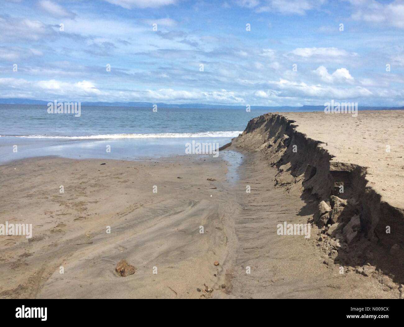 Sand washed away in Playa Matapalo following heavy rainfall with ...