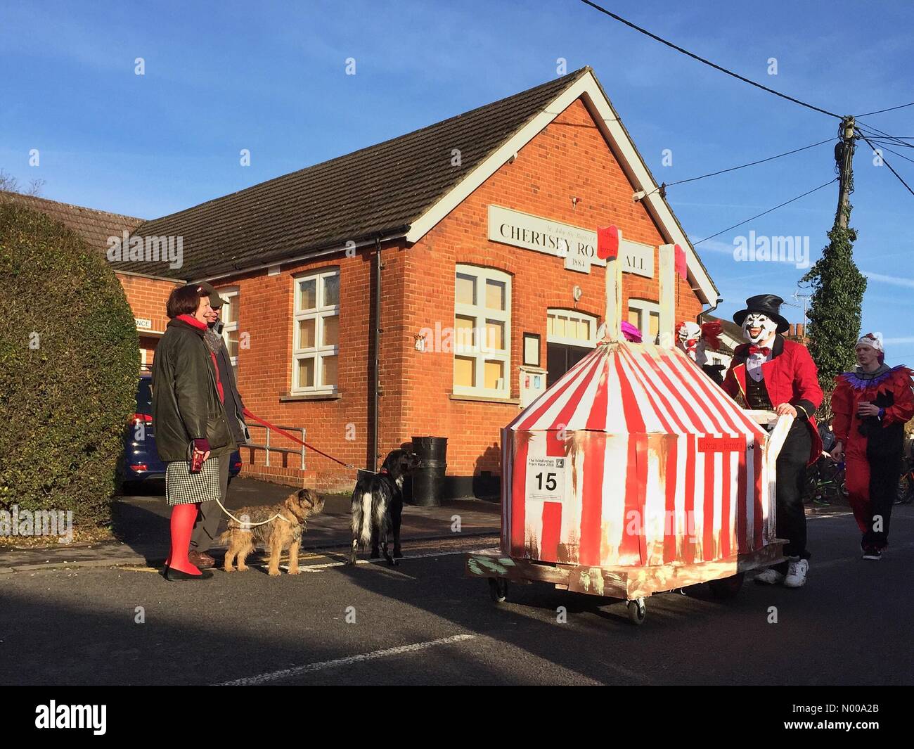 Chertsey Rd, Windlesham, UK. 26th Dec, 2016. A circus themed Pram in ...