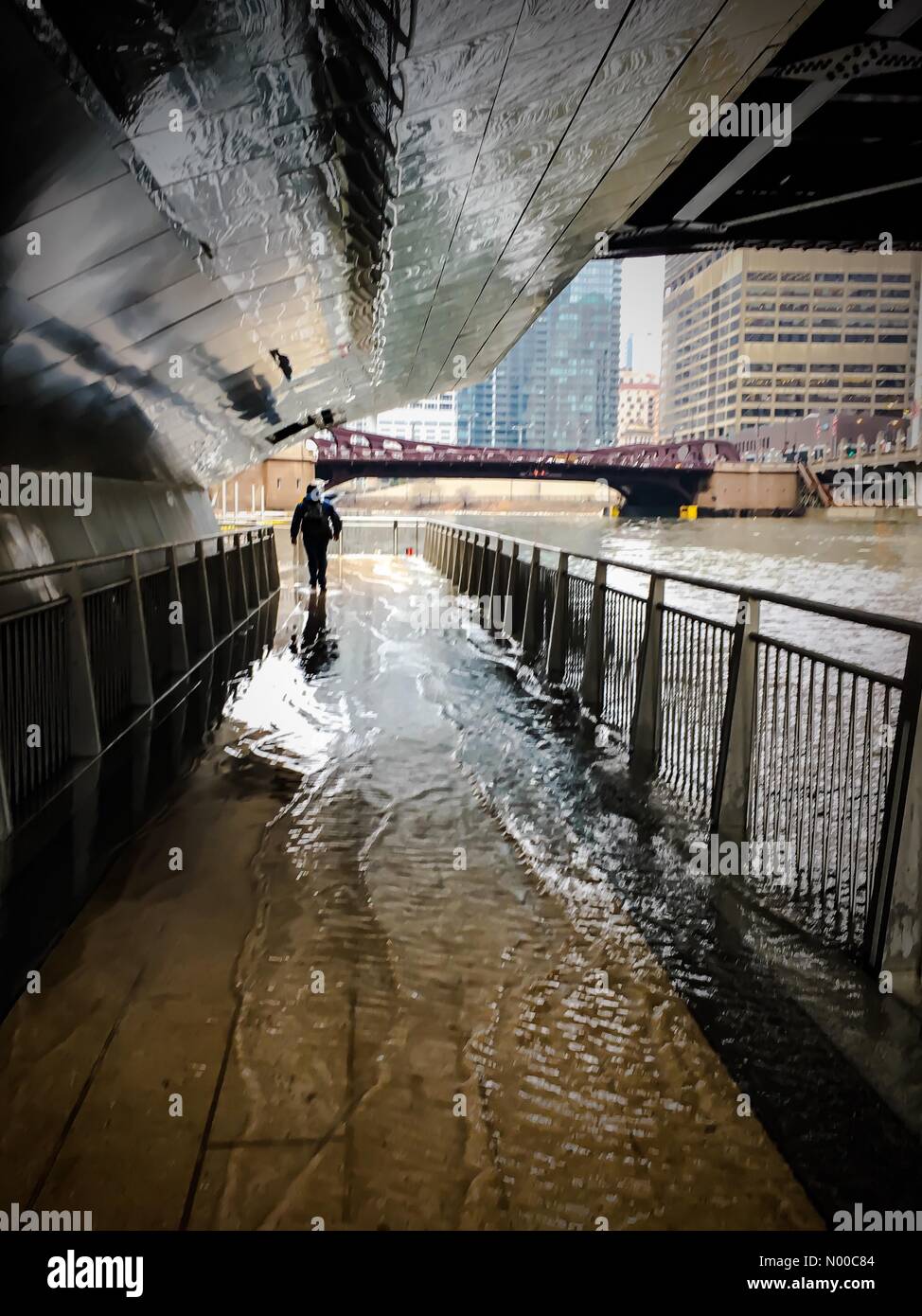 Chicago, USA. 30th March 2017. Chicago River overflows after serious ...