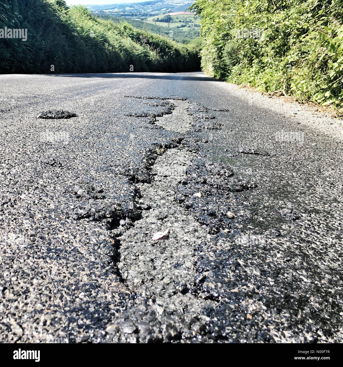 U.K. Weather sun melting road in Devon Stock Photo - Alamy