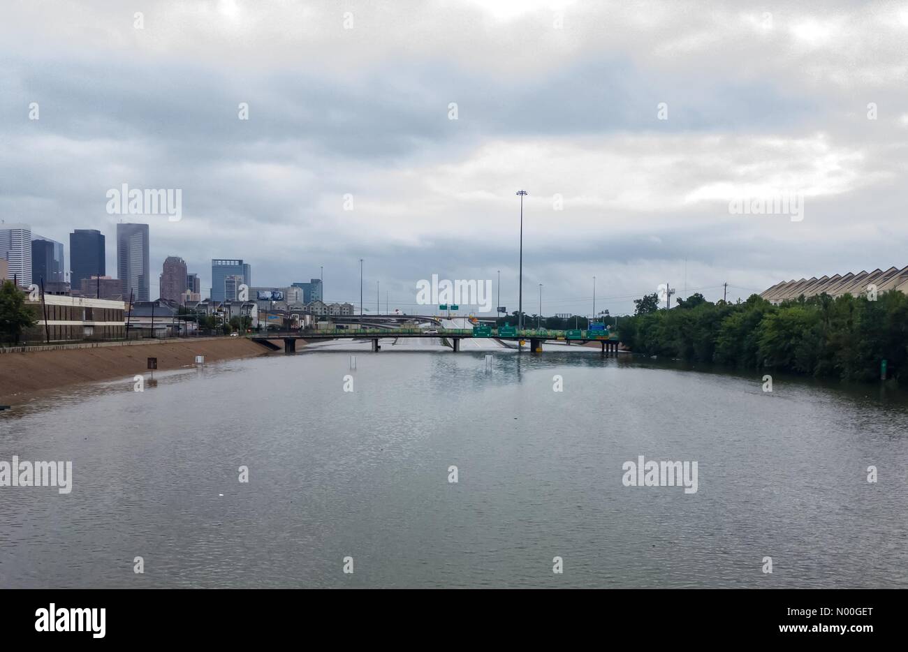 Houston, Texas, USA. 26th Aug, 2017. Interstate 59 is flooded from the ...