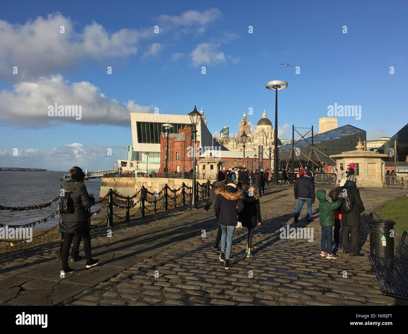 UK Weather: Sunny in Liverpool. Families enjoying sunny but cold day at ...