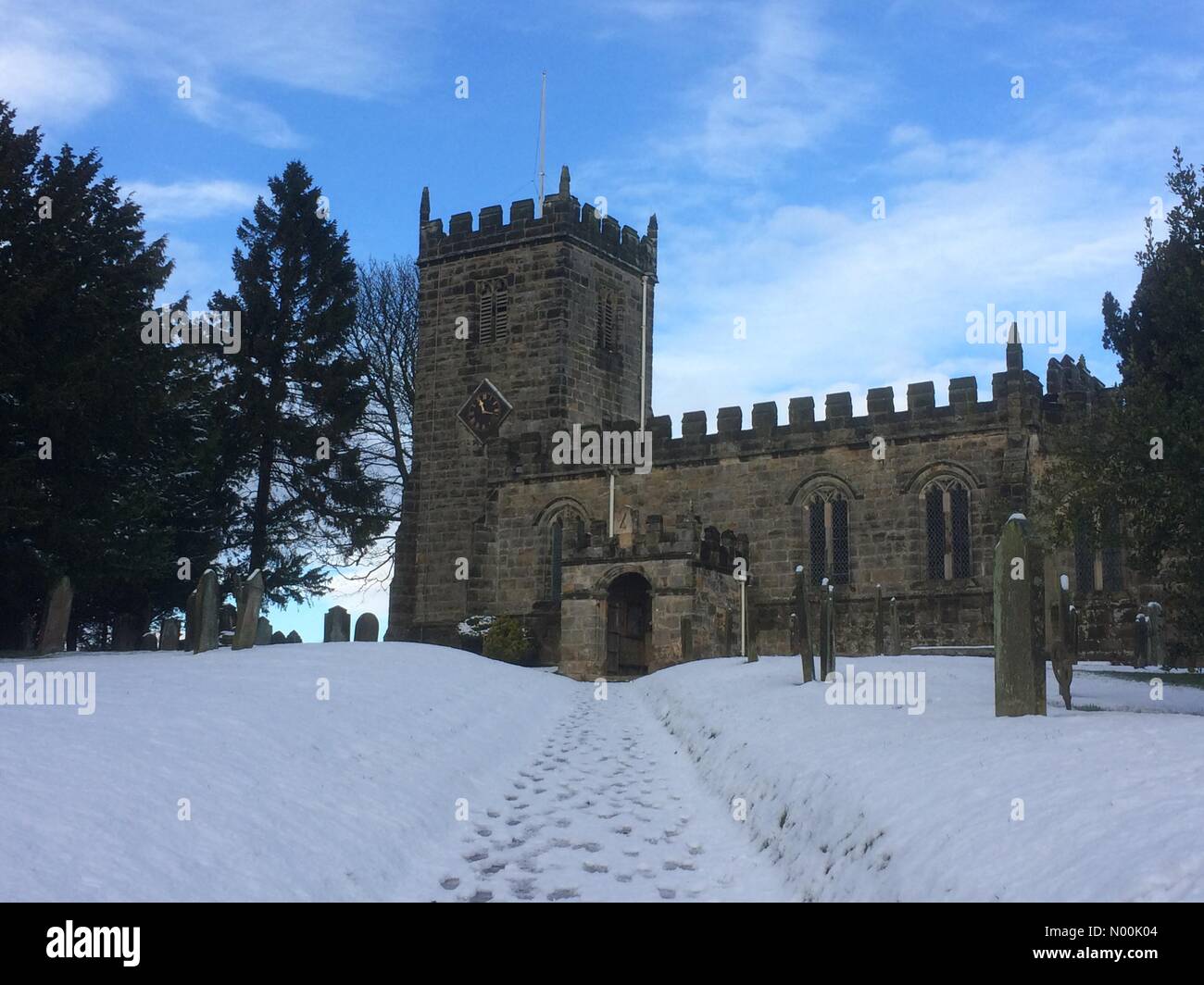 Crayke Church in snow. Howardian Hills North Yorkshire Stock Photo - Alamy