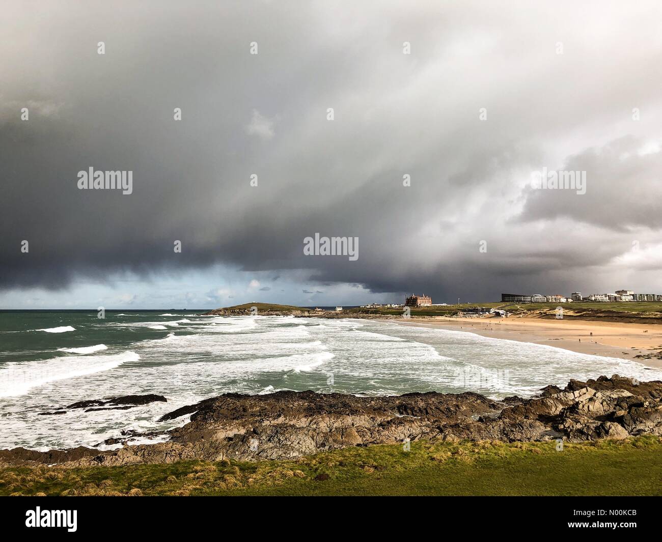 Newquay, UK. 12th Feb, 2018. UK Weather: Stormy in Newquay. Fistral Bay ...
