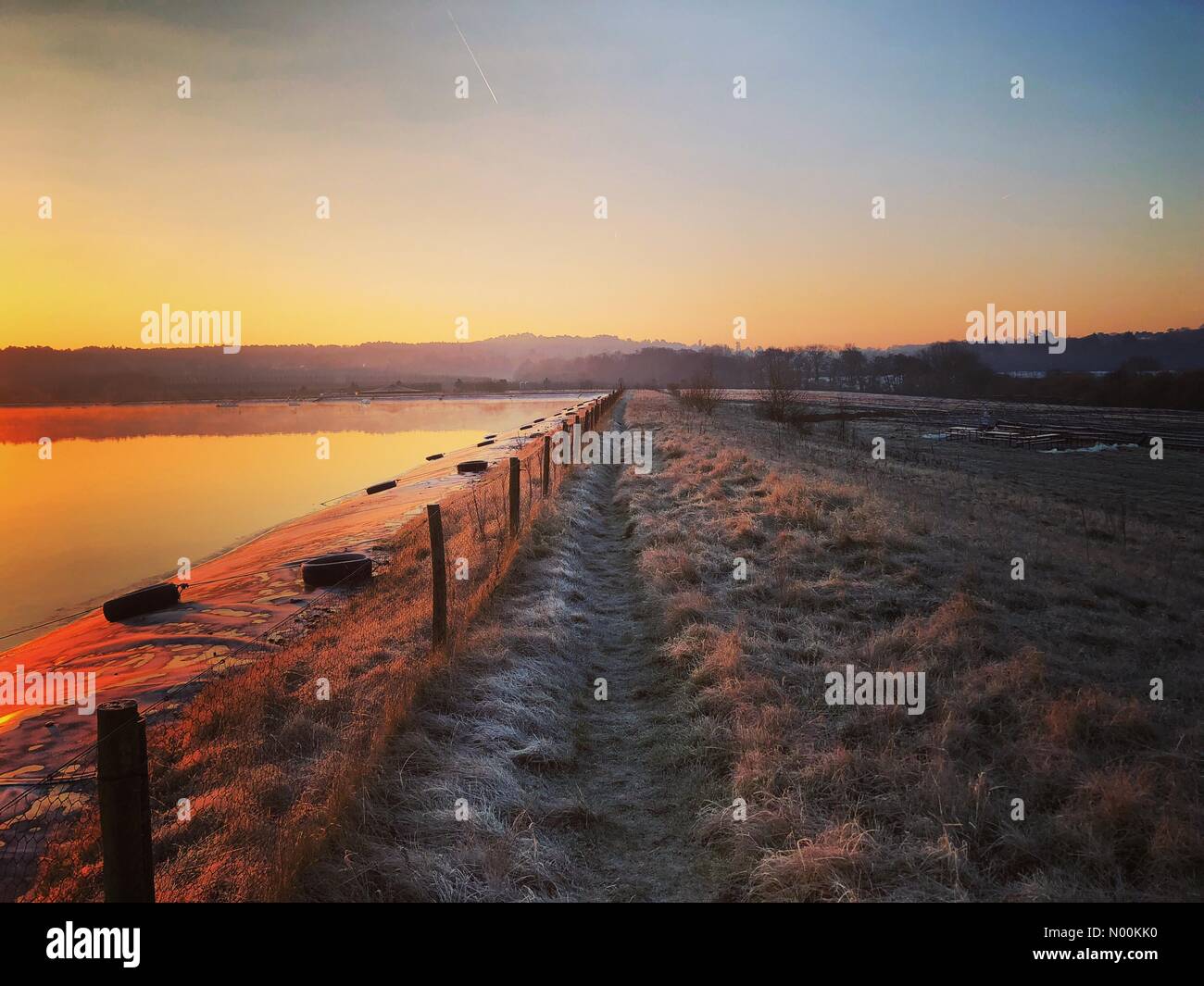 UK Weather: Sunrise over Godalming. Tuesley Farm, Godalming. 24th ...