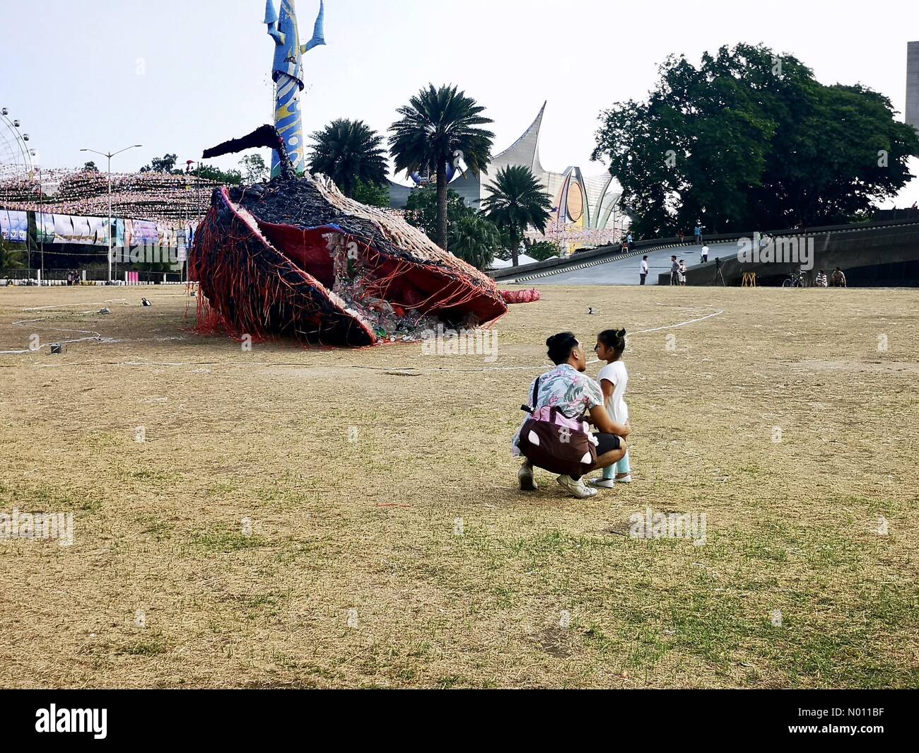 Manila, Philippines. ‘The Cry of the Dead Whale' is an art installation ...